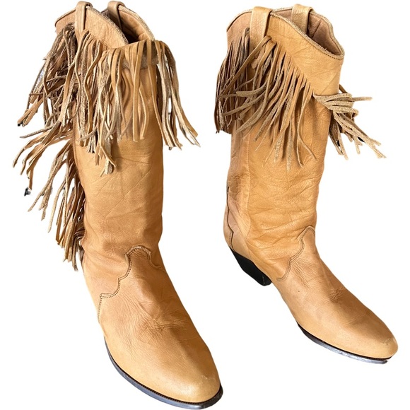 dingo | Shoes | Dingo Tan Leather Fringe Boots Womens Size 6 M Festival ...
